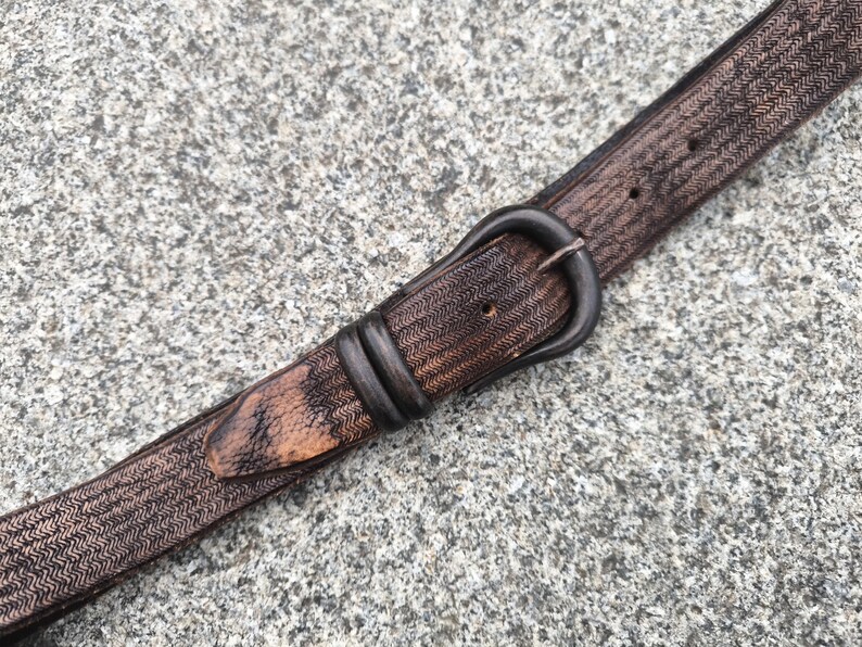 NANNI Brown Leather Belt Distressed Avant Garde Streetstyle 80-90 Cm ...