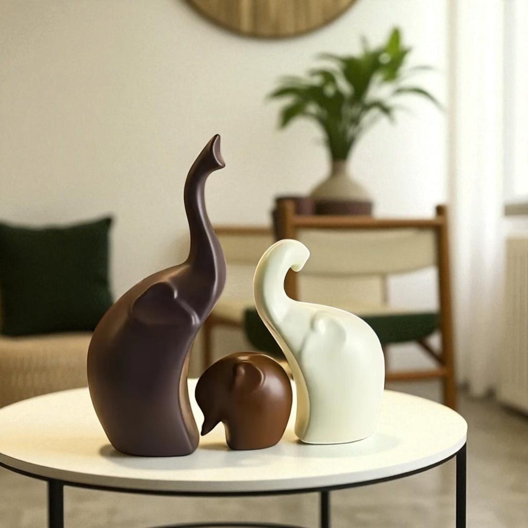Nordic Elephant Family Statue Set: Resin Animal Sculpture Home Decor - Etsy