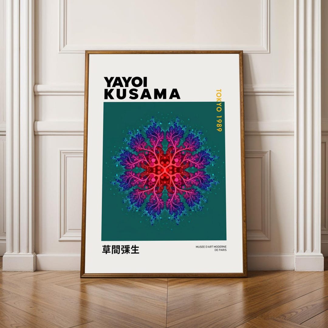 Yayoi Kusama Inspired Abstract Wall Art – Teal Magenta Purple Print ...