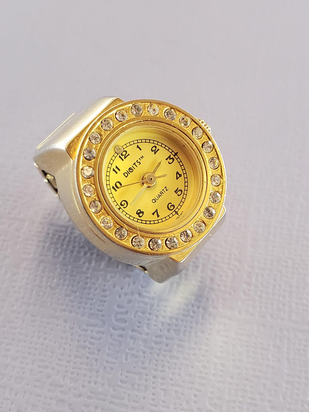 1990s Women's Quartz Bonetto Digits Gold Tone With Cut Clear Accent ...
