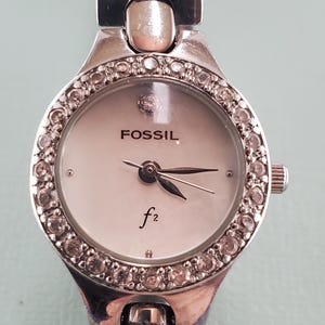 2000s Women's Stainless Steel Fossil Quartz Watch With Mother of Pearl ...
