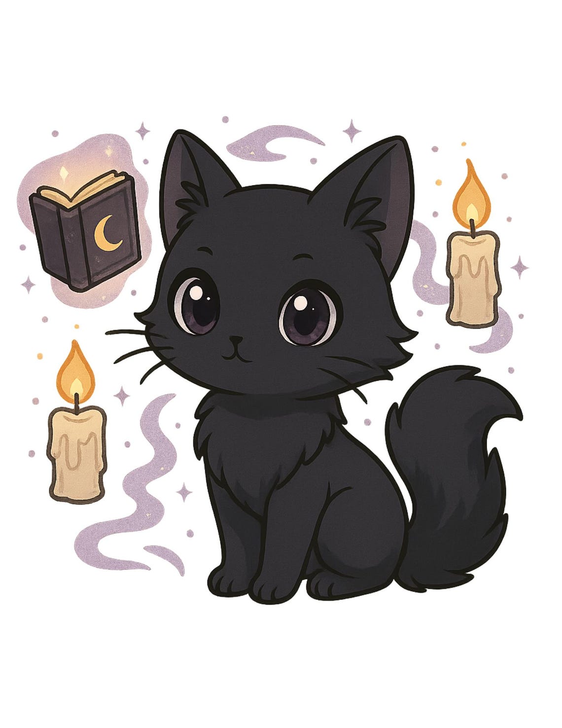 Cute Witchy Black Cat PNG | Goth Familiar Clipart | Transparent ...