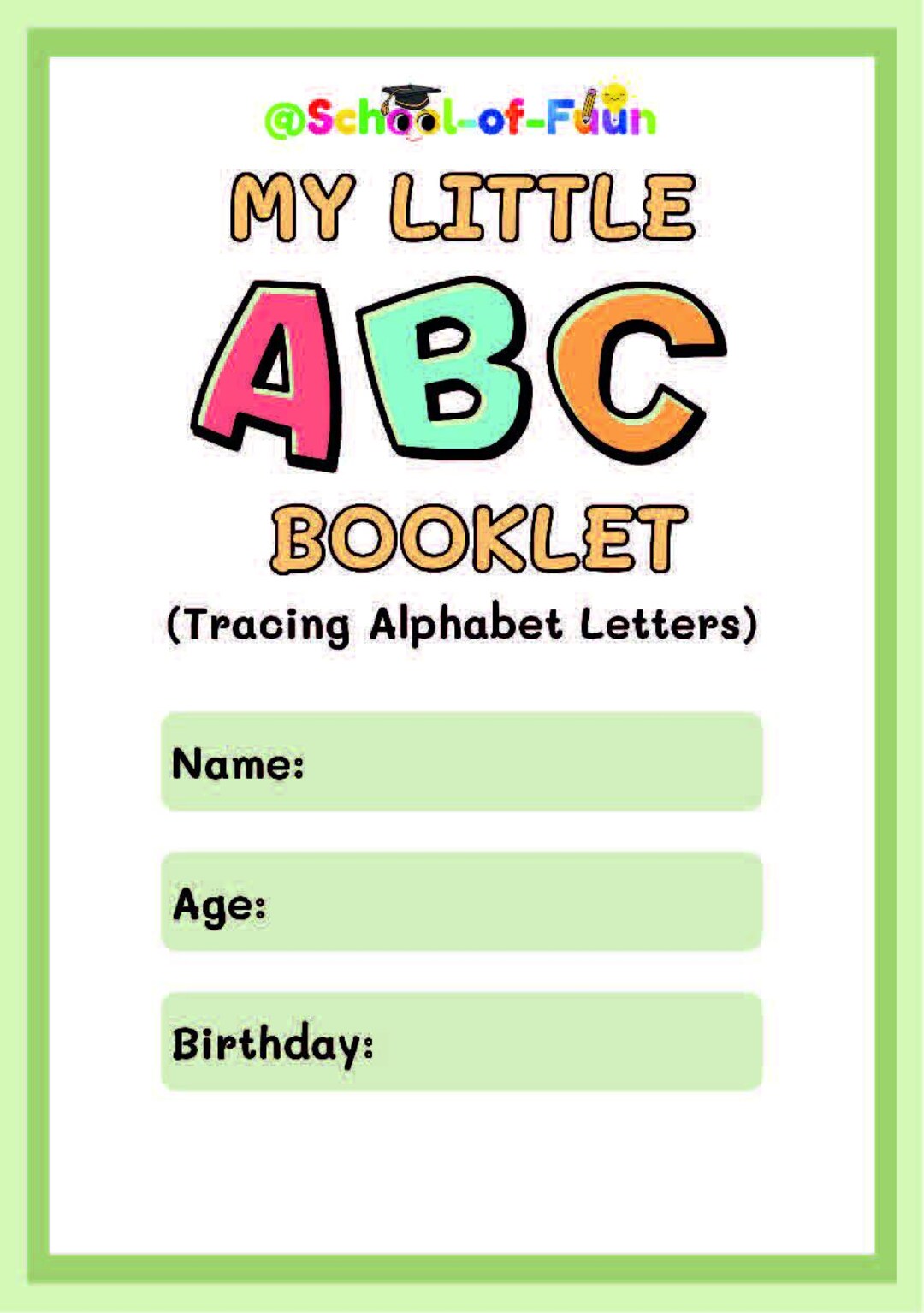 Alphabet Tracing Booklet for Kids | ABC Practice Worksheet Printables ...