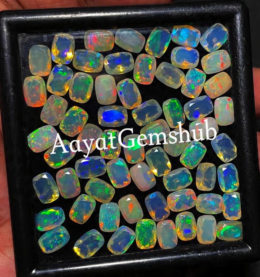 Natural Ethiopian Opal Cushion Cut Gemstone Lot – 9 Pcs 5x7 MM Loose ...