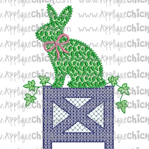 Boxwood Bunny Topiary Machine Embroidery Design - Etsy