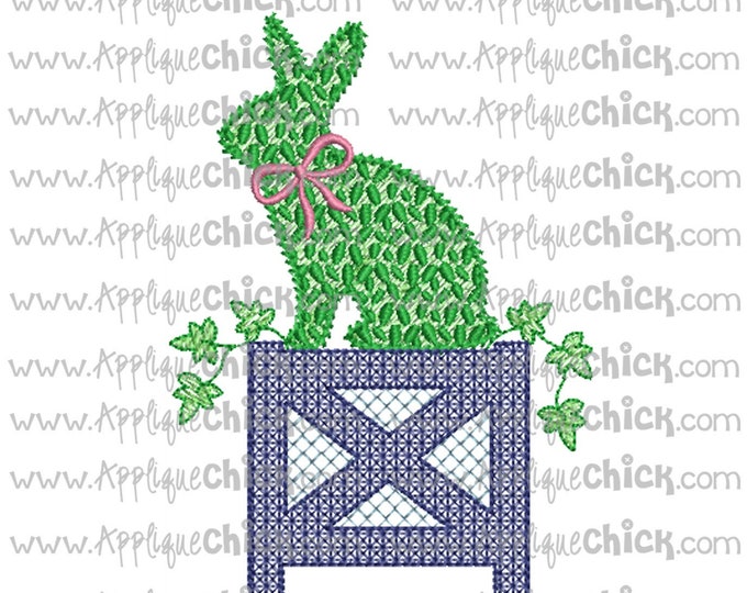 Boxwood Bunny Topiary Machine Embroidery Design - Etsy