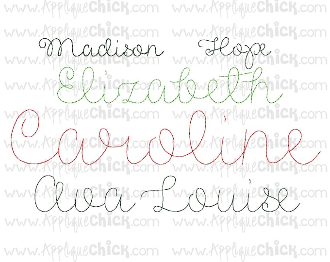 Vintage Stitch Script Embroidery Font, Bean Stitch, Hand-stitched Look ...