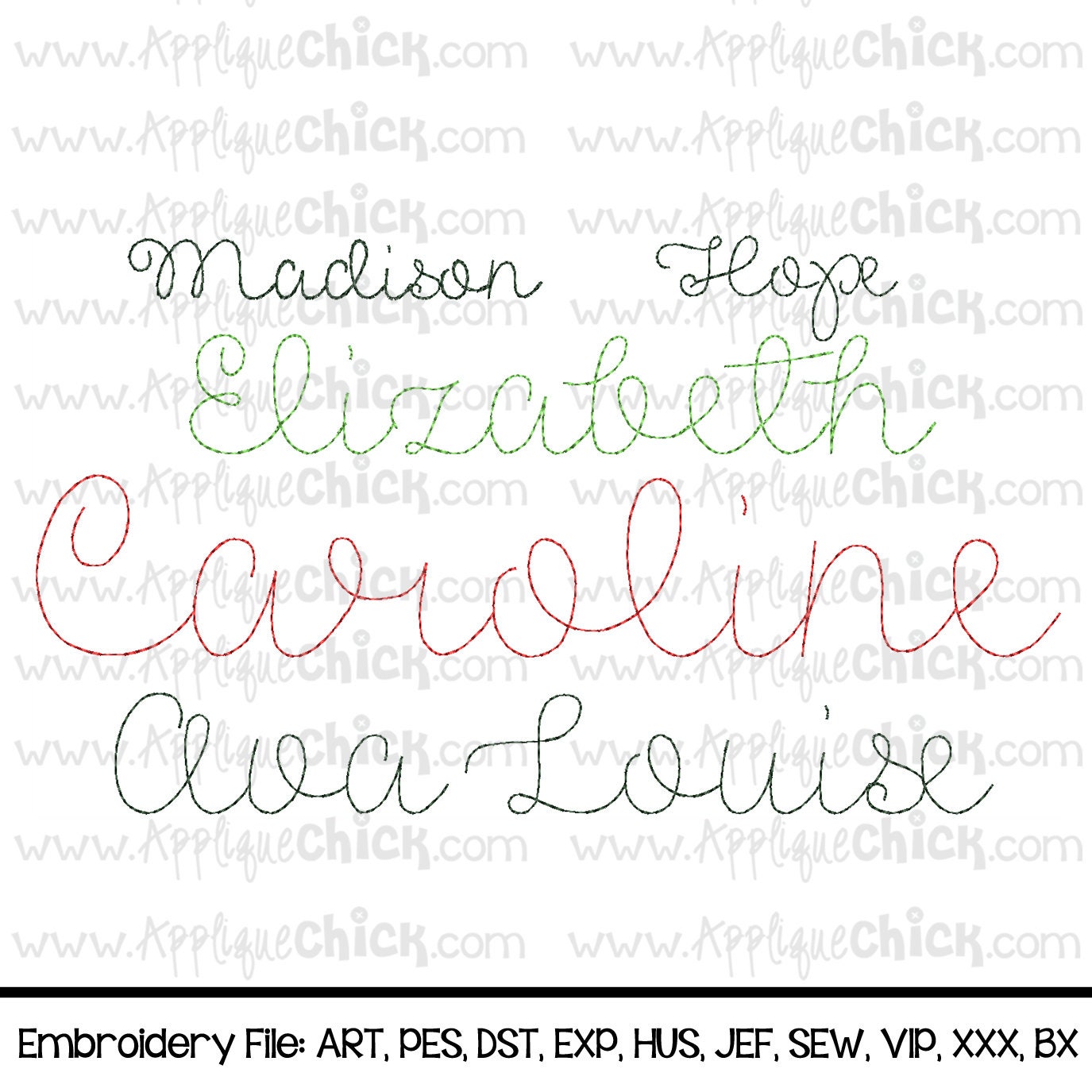Vintage Stitch Script Embroidery Font, Bean Stitch, Hand-stitched Look ...