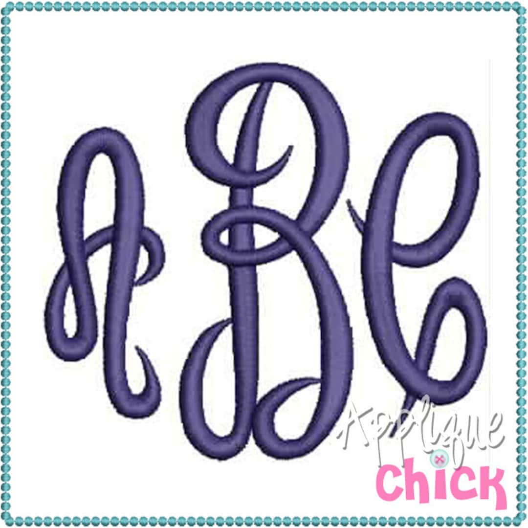 Script Circle Embroidery Font Monogram Instant Download - Etsy