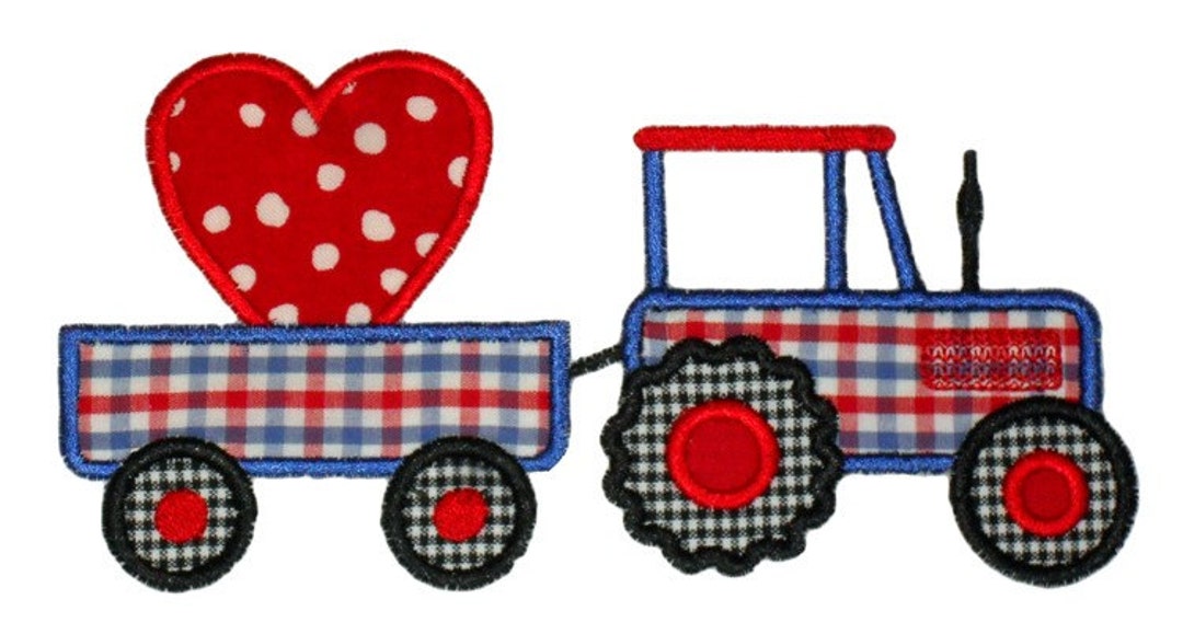Tractor With Heart Applique - Etsy