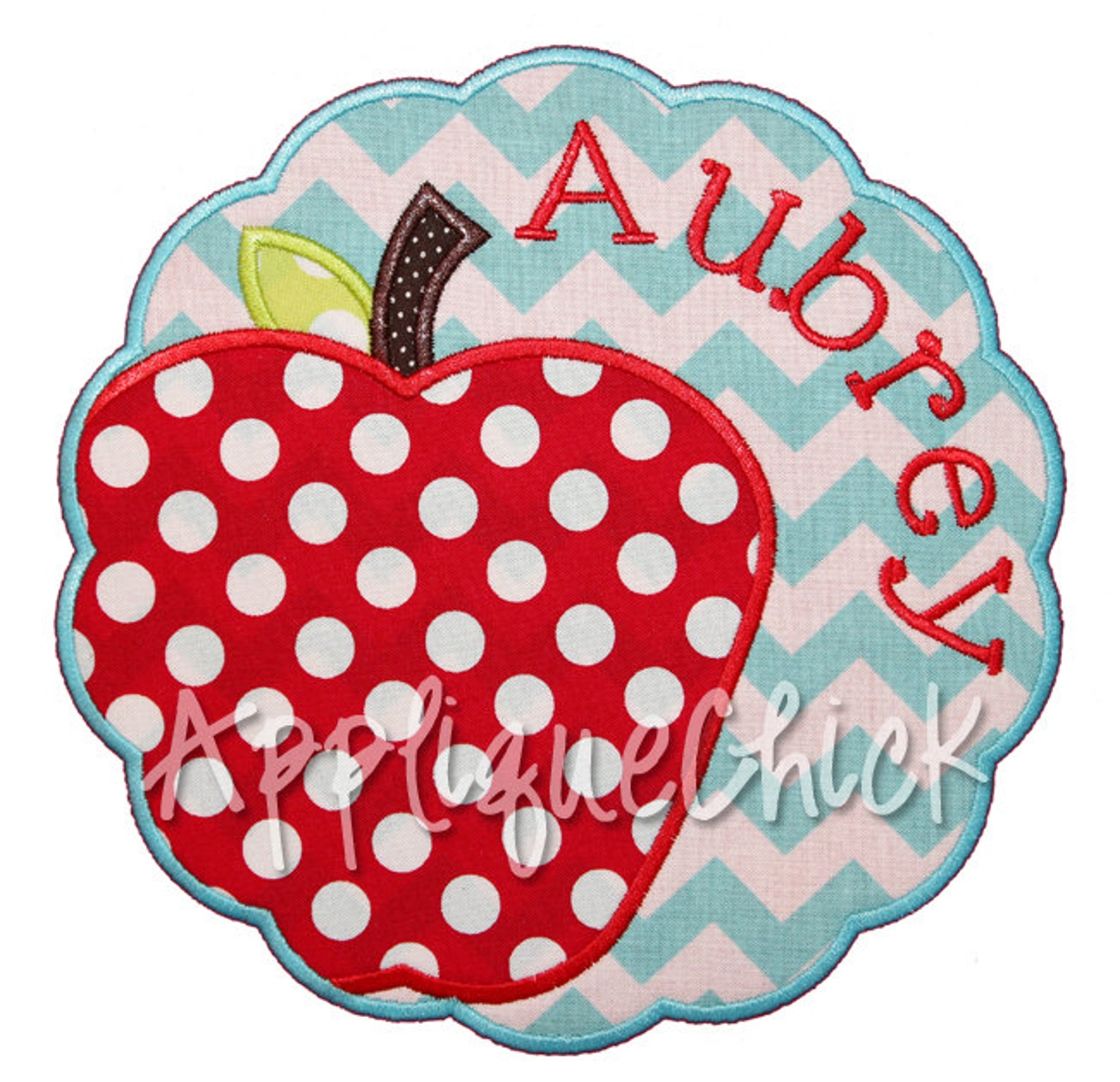 Apple Scalloped Patch Applique Design - Etsy