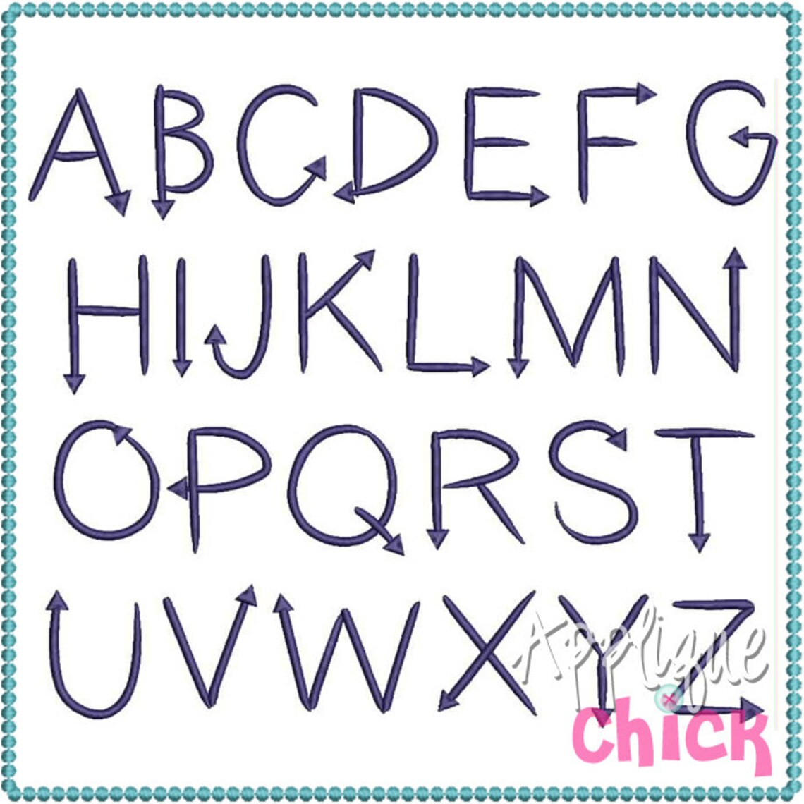 Arrow Embroidery Font Instant Download | Etsy