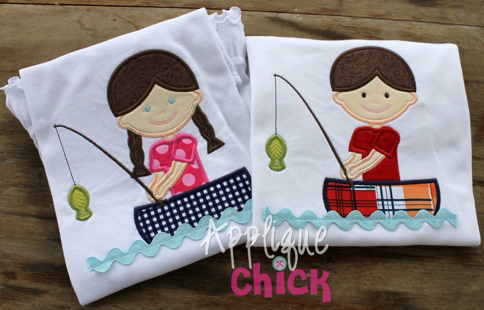 Fishing Boat Boy Applique Design Ric Rac - Etsy