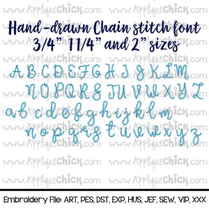 Hand-drawn Chain Stitch Embroidery Font Instant Download Vintage Look ...