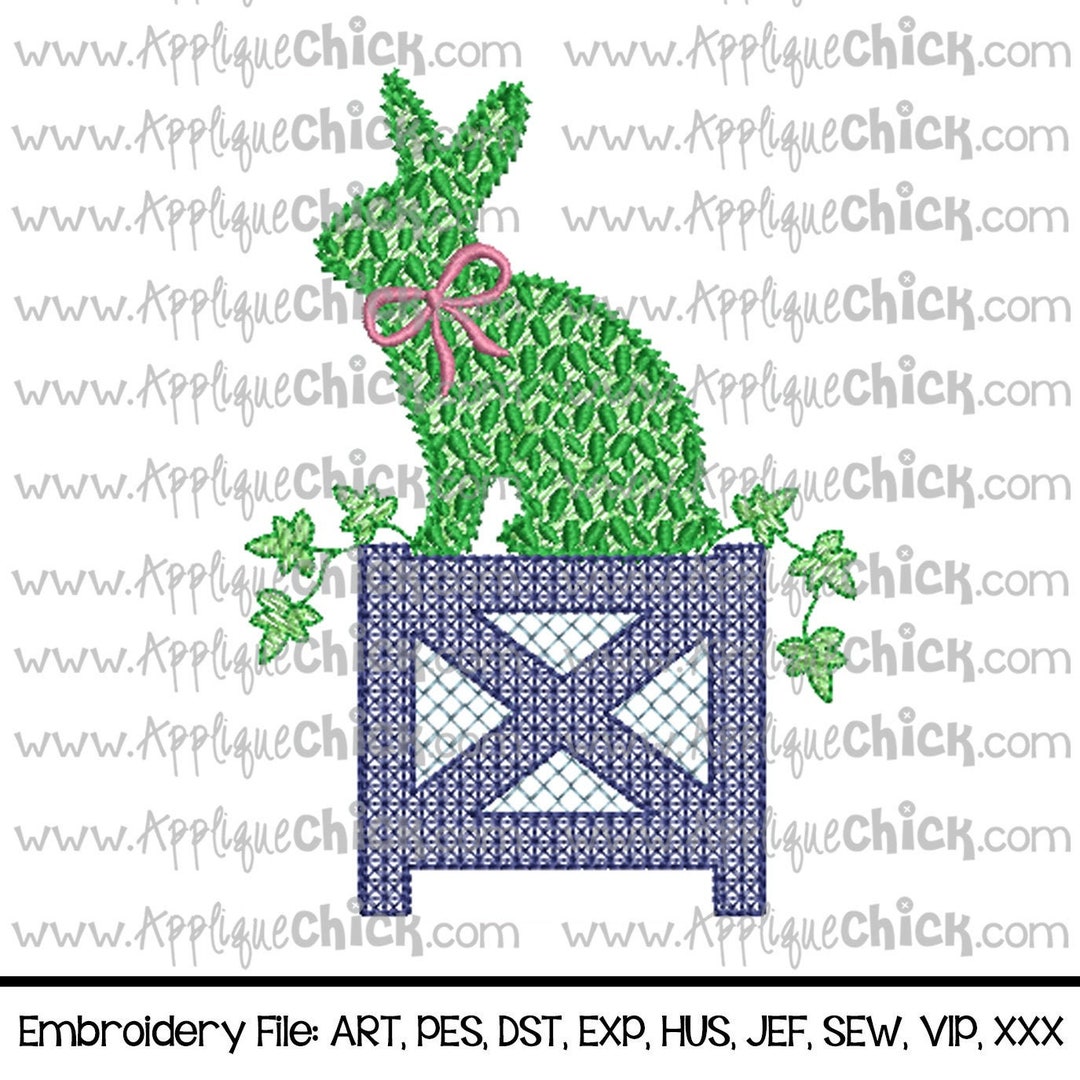 Boxwood Bunny Topiary Machine Embroidery Design - Etsy