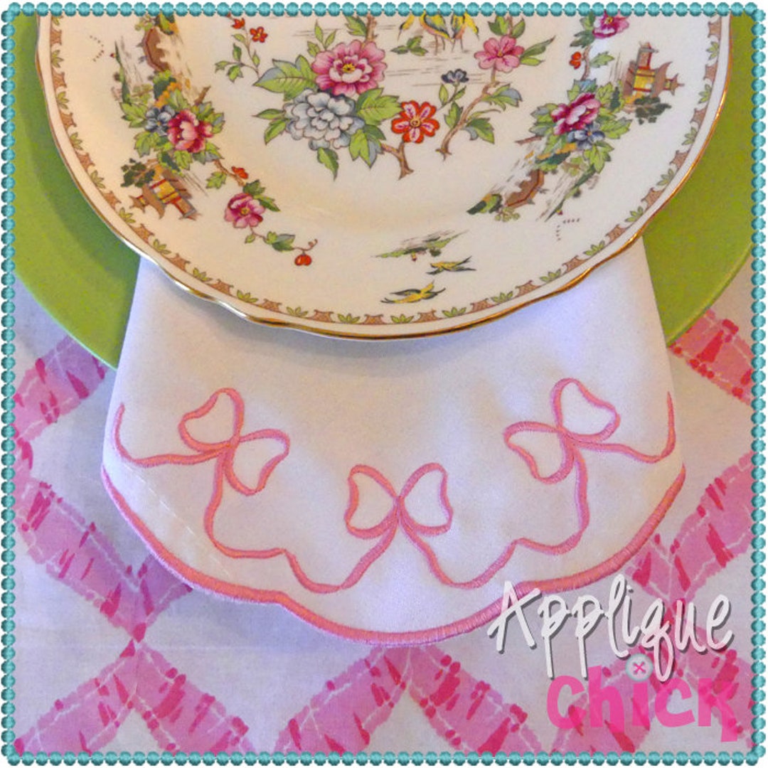 Bow Napkin Machine Embroidery Design - Etsy