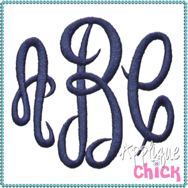 Script Circle Embroidery Font Monogram Instant Download - Etsy