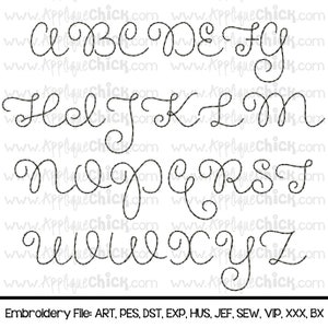 Vintage Stitch Script Embroidery Font, Bean Stitch, Hand-stitched Look ...