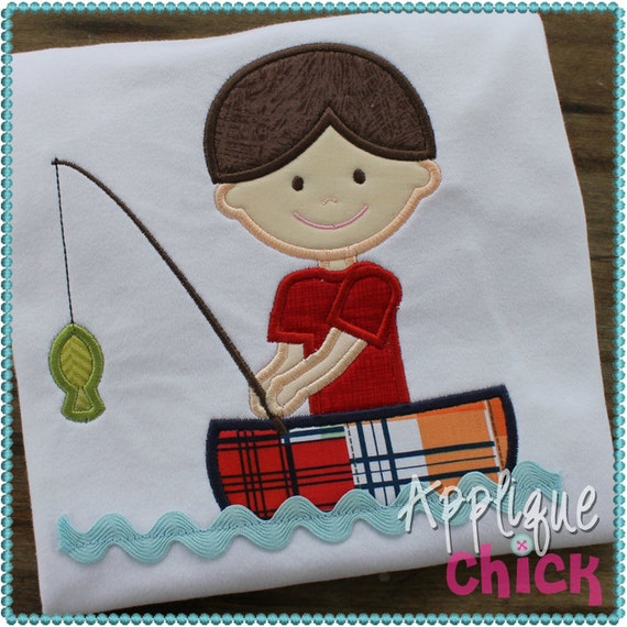 Fishing Boat Boy Applique Design Ric Rac - Etsy