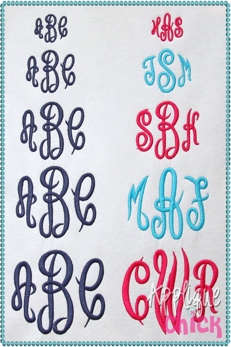 Script Circle Embroidery Font Monogram Instant Download - Etsy