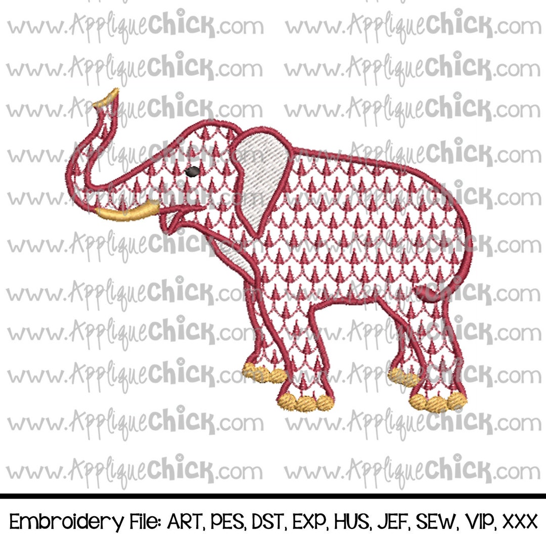 Fishnet Elephant Machine Embroidery Design - Etsy