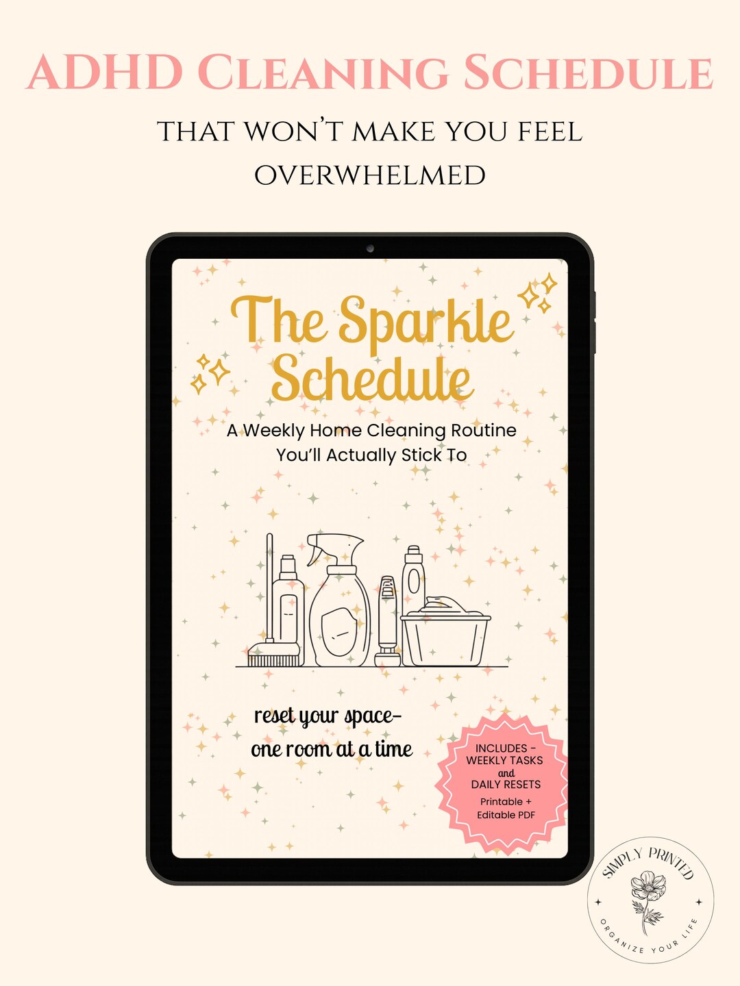 The Sparkle Schedule - Daily & Weekly Routine | ADHD Cleaning Schedule ...