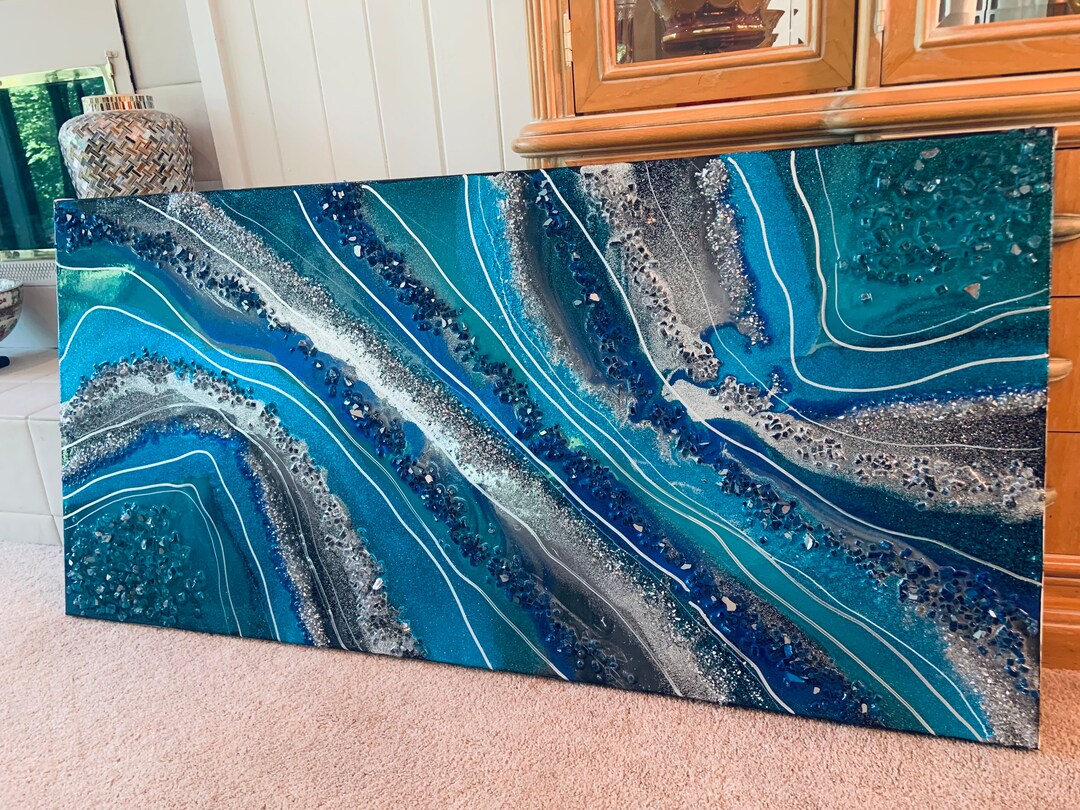 Geode Crystal Quartz Resin Painting Custom Original Abstract Modern ...