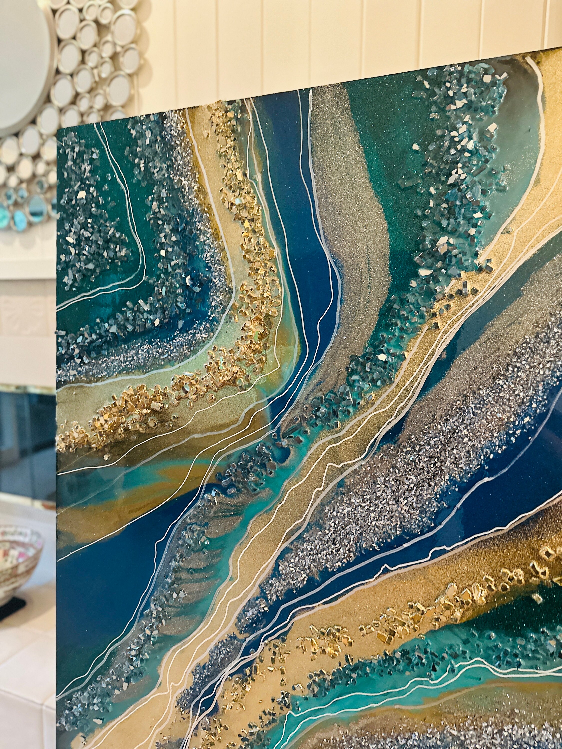 Crystal Quartz 24K Resin Art Painting Custom Geode Glitter Original ...
