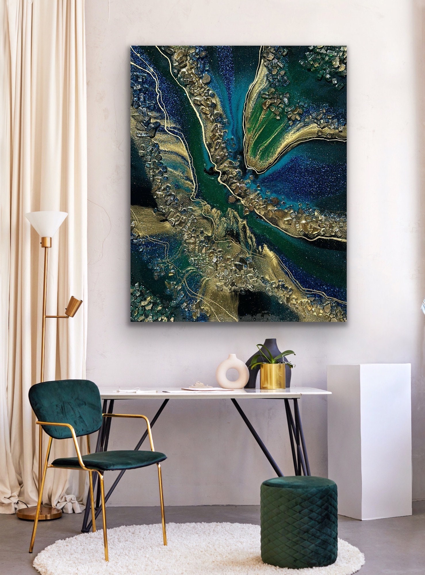 Crystal Quartz 24K Resin Art Painting Custom Geode Glitter Original ...