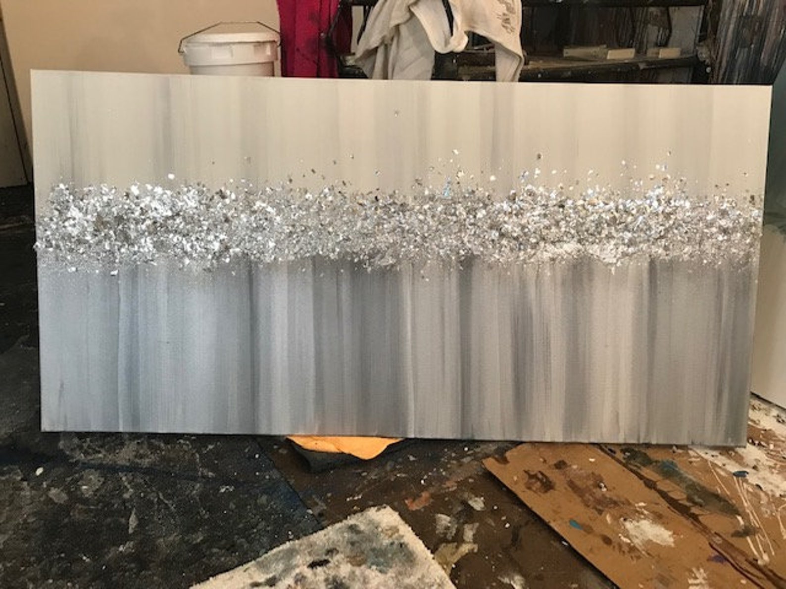 Painting Big Resin Original Abstract Modern Custom Silver | Etsy