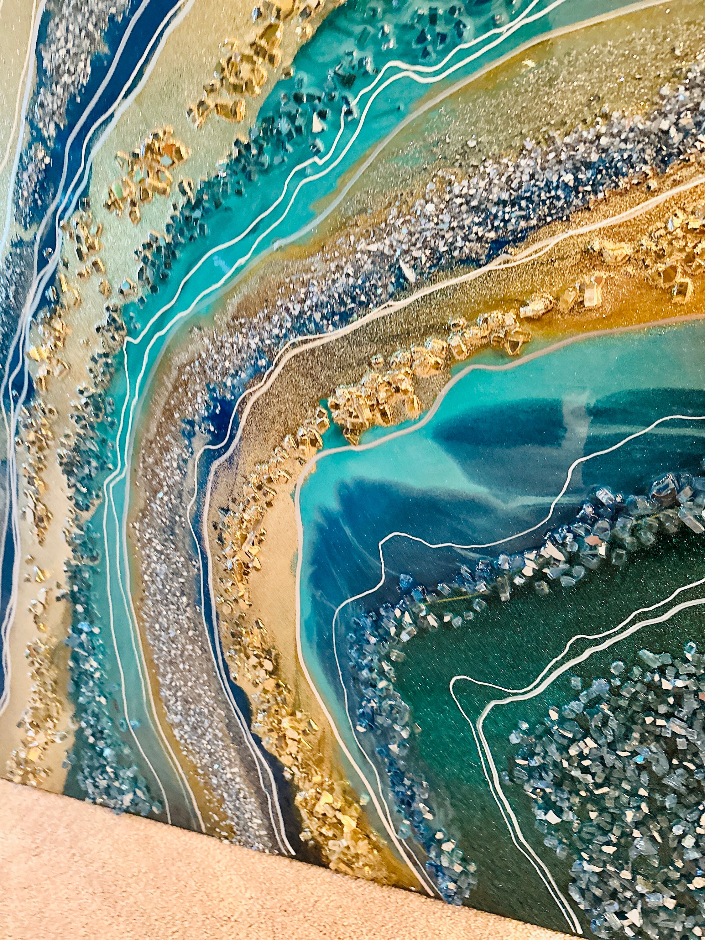 Crystal Quartz 24K Resin Art Painting Custom Geode Glitter Original ...