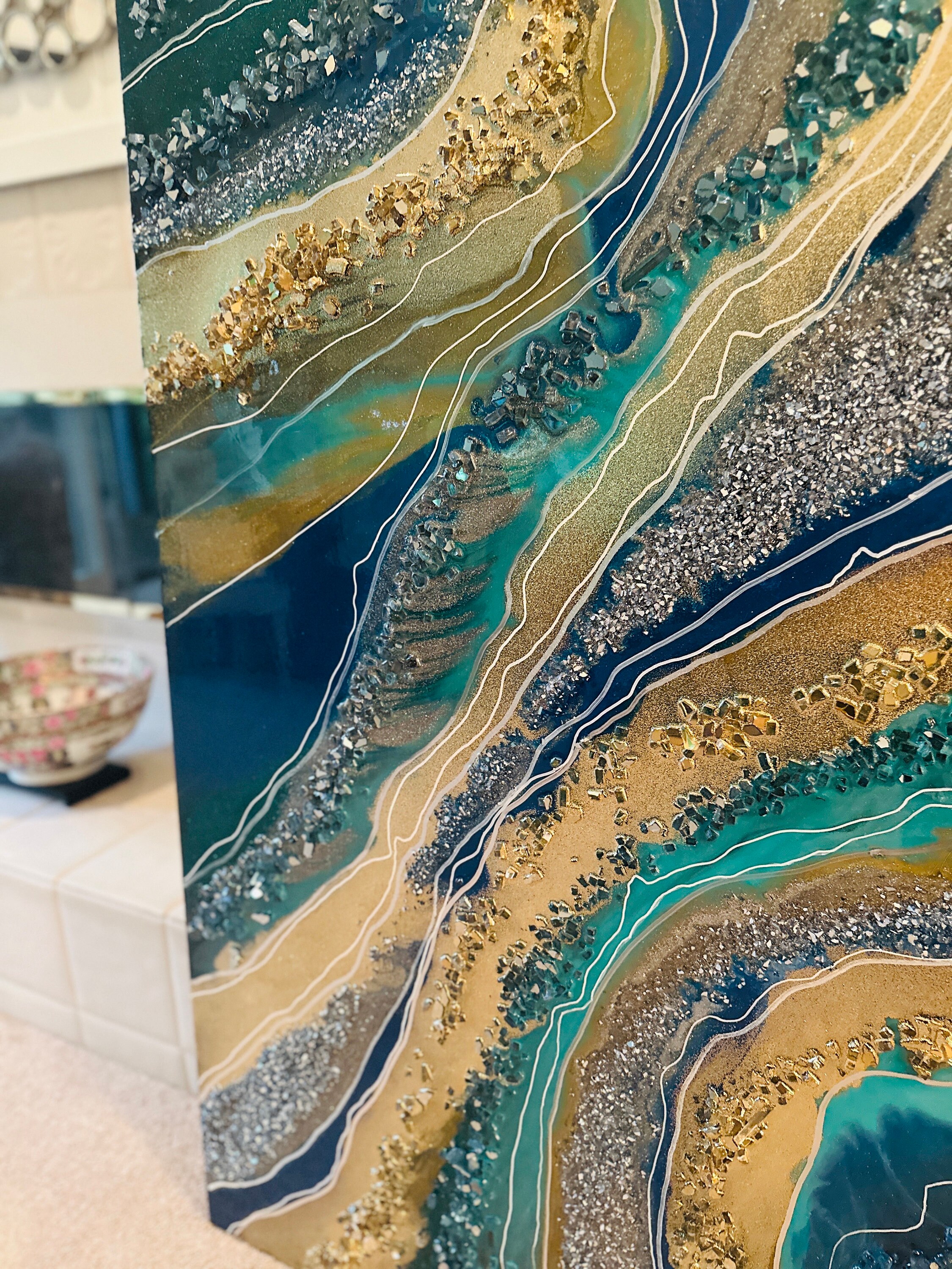 Crystal Quartz 24K Resin Art Painting Custom Geode Glitter Original ...