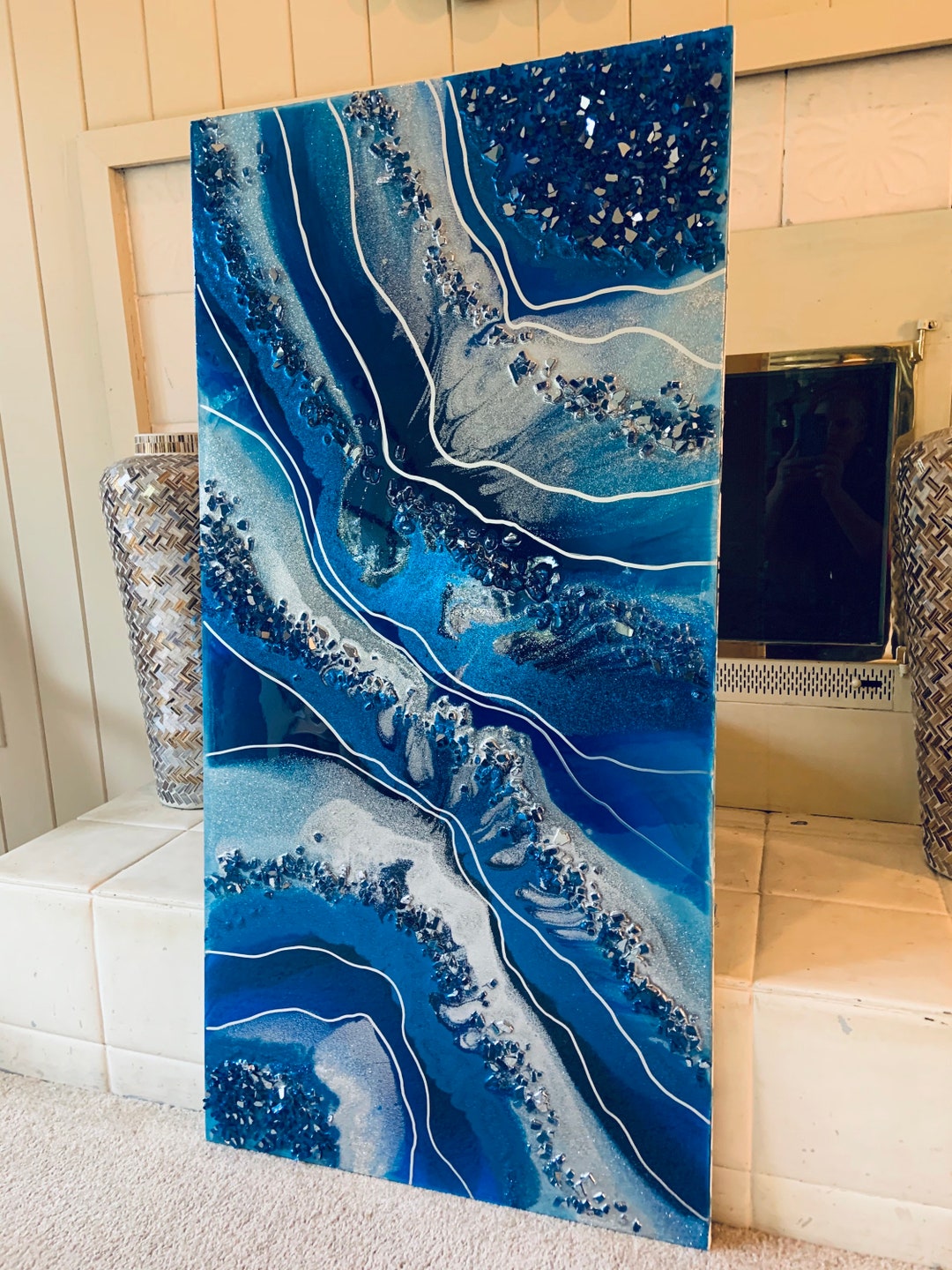 Glass Wall Art Geode Quartz Crystal Resin Custom Big Agate Abstract ...