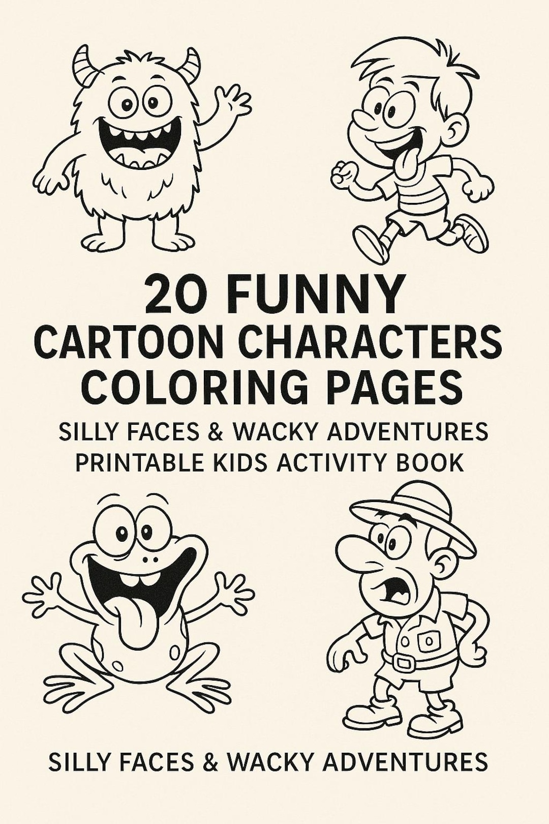 20 Funny Cartoon Characters Coloring Pages | Silly Faces & Wacky ...
