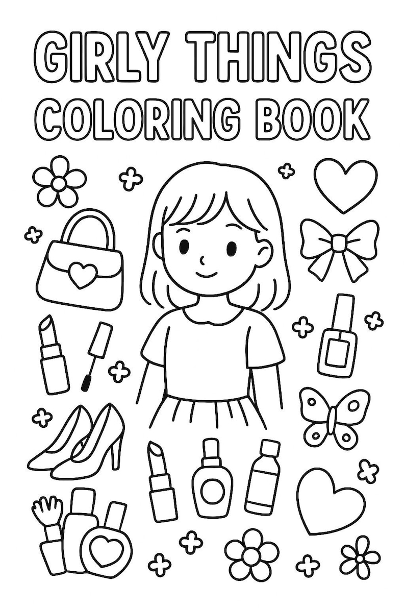 Girly Things Coloring Book: Fashion & Beauty Illustrations (digital ...