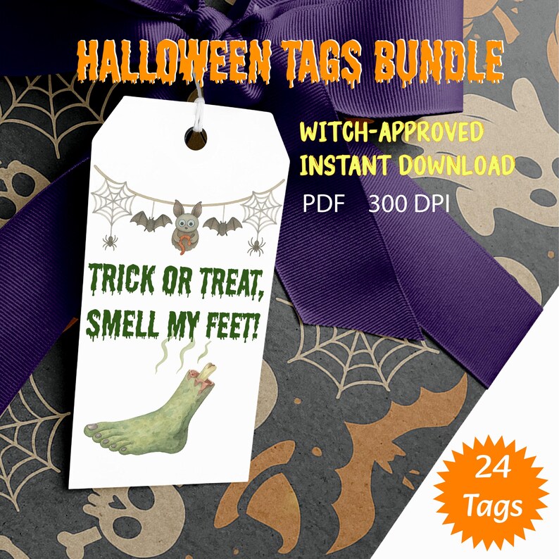Funny Halloween Gift Tags, Spooky Treat Bag Labels (printable PDF) - Etsy