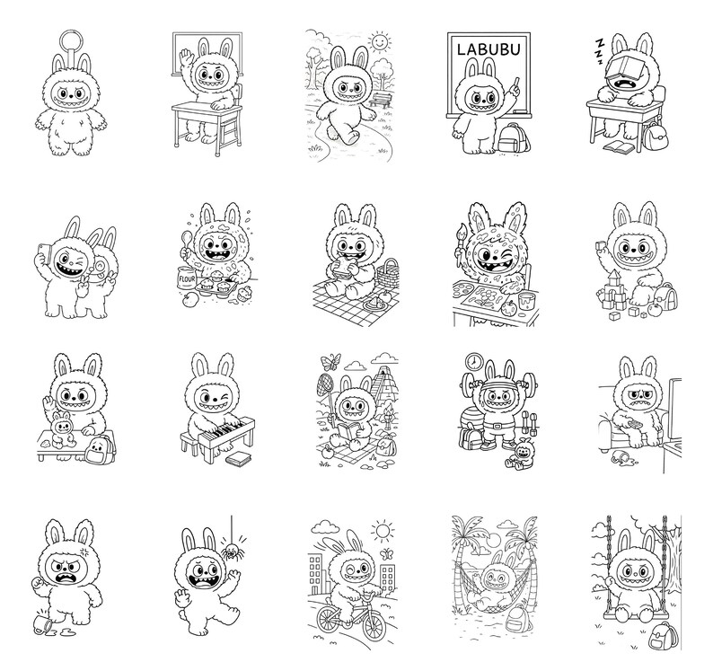 Labubu Coloring Pages – 40 Cute Printable Sheets | Kawaii Monster Fun ...