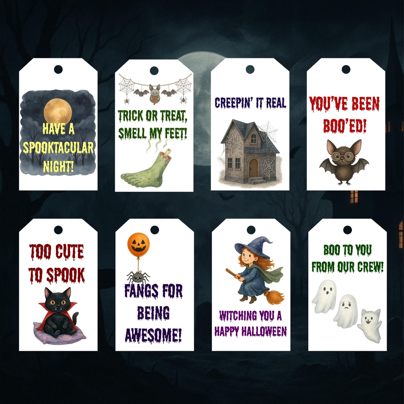 Funny Halloween Gift Tags, Spooky Treat Bag Labels (printable PDF) - Etsy