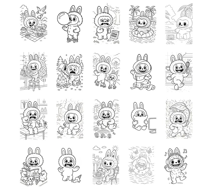 Labubu Coloring Pages – 40 Cute Printable Sheets | Kawaii Monster Fun ...