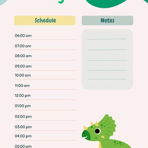 Kids Daily Planner With Dinosaur Theme | Printable for Children | Fun ...