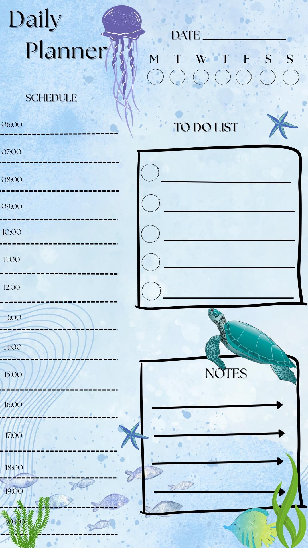 Ocean Theme Daily Planner for Kids | To-do List, Notes & Schedule ...