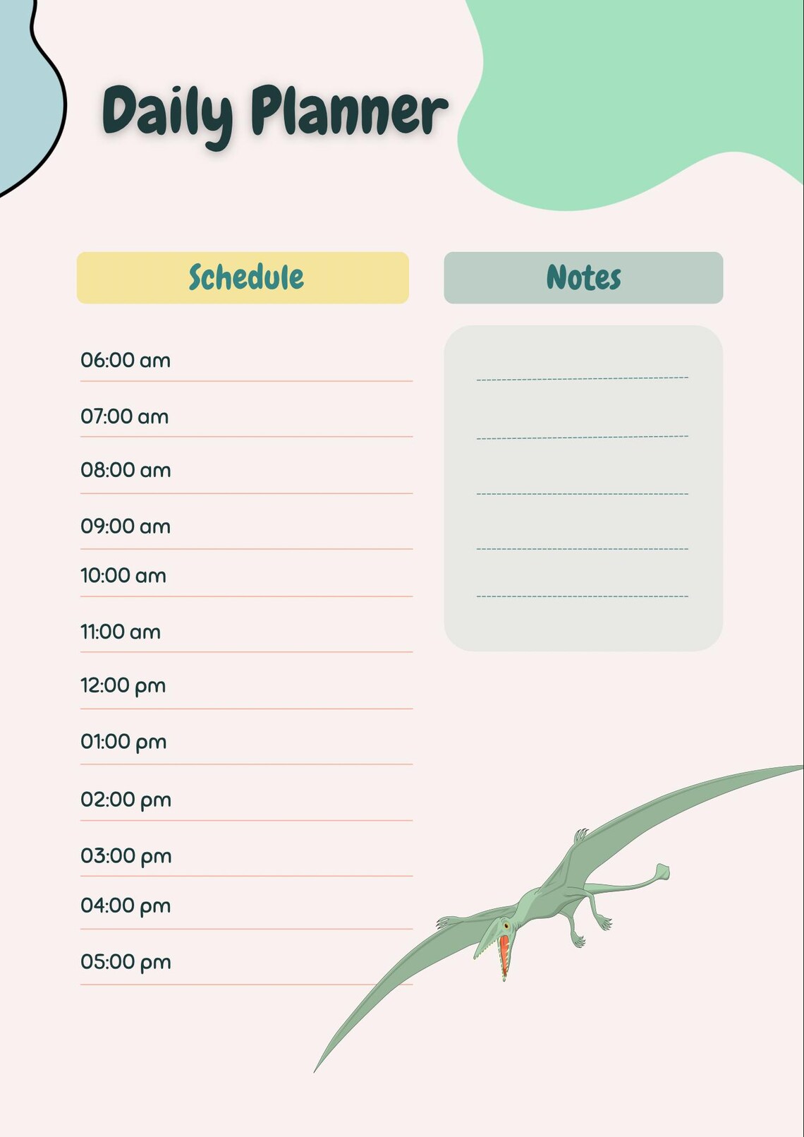 Kids Daily Planner With Dinosaur Theme | Printable for Children | Fun ...
