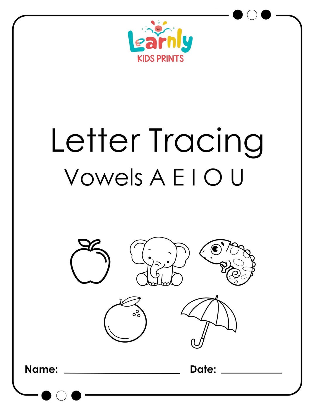 Vowel Tracing Worksheets for Kids – A to U Printable Alphabet Activity ...