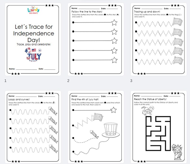 4th of July Tracing Worksheet Pack – Preschool Fine Motor Activities ...