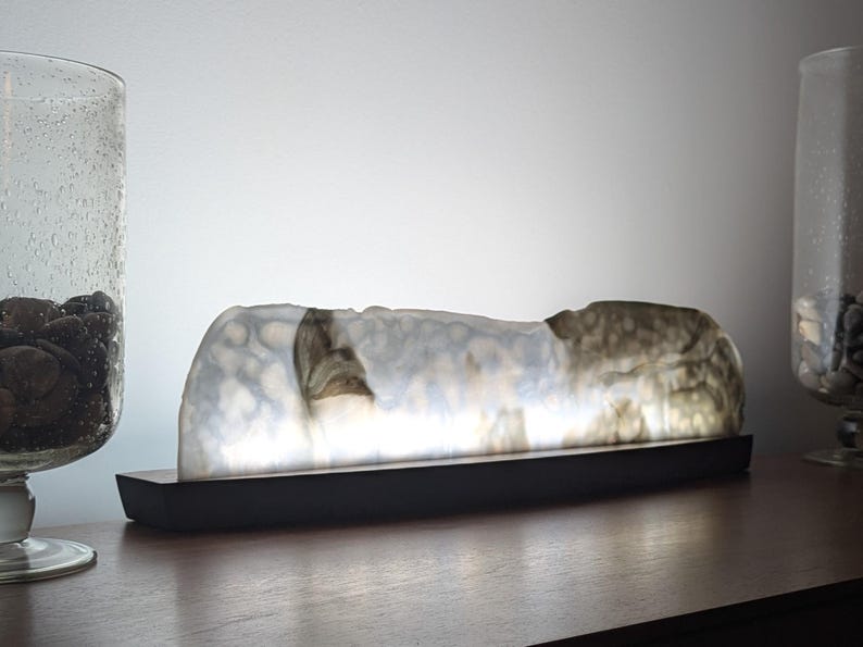 Mid Century Modern Inspired White and Brown "leopard" Opalescent Art ...