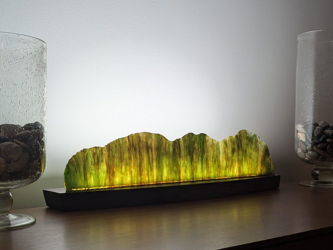 Mid Century Modern Inspired Green Grass Opalescent Art Glass Accent ...