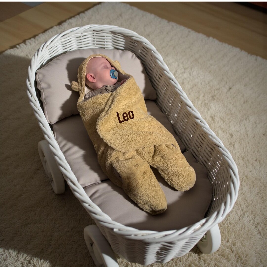 Embroidered Bear Baby Swaddle Wrap: Personalized Fleece Newborn Gift - Etsy
