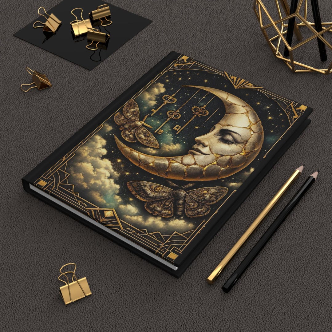 Crescent Moon Face With Keys Journal | Hardcover Notebook - Etsy