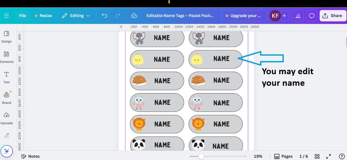 Editable Name Tags Template | Printable Name Badge | Canva Template ...