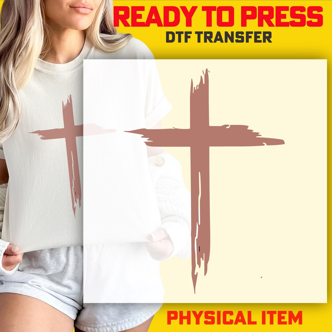 Faith Brushstroke Cross DTF Transfer - Ready to Press Hot Peel ...